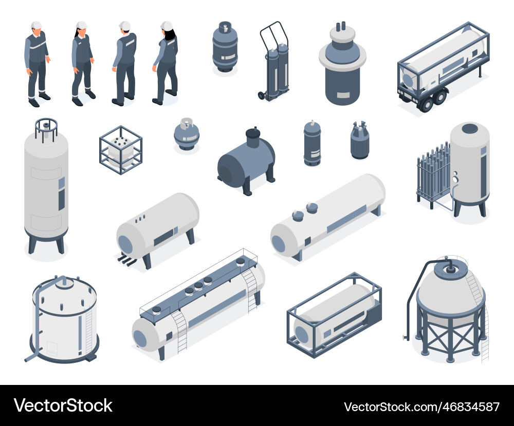 Compressed gas isometric icons Royalty Free Vector Image