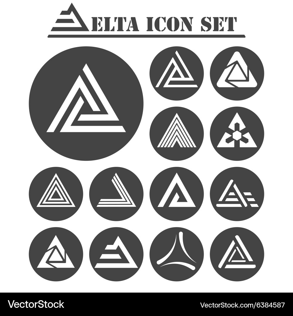 Delta Letter Icon Set - Triangle Shapes Royalty Free Vector