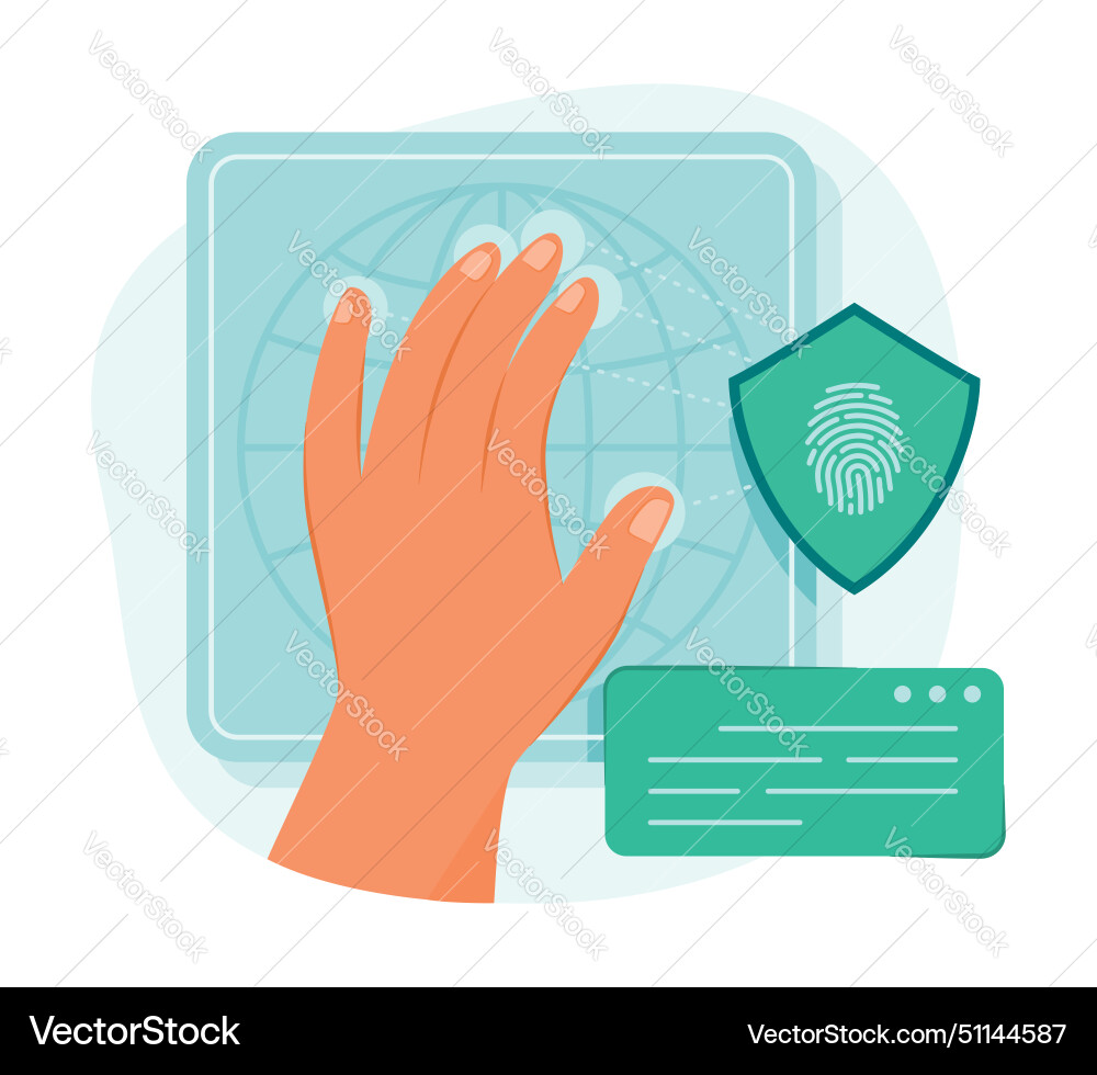 Fingerprint for biometrics scanning concept Vector Image