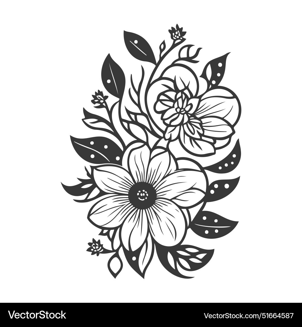 Flower batik pattern grey Royalty Free Vector Image
