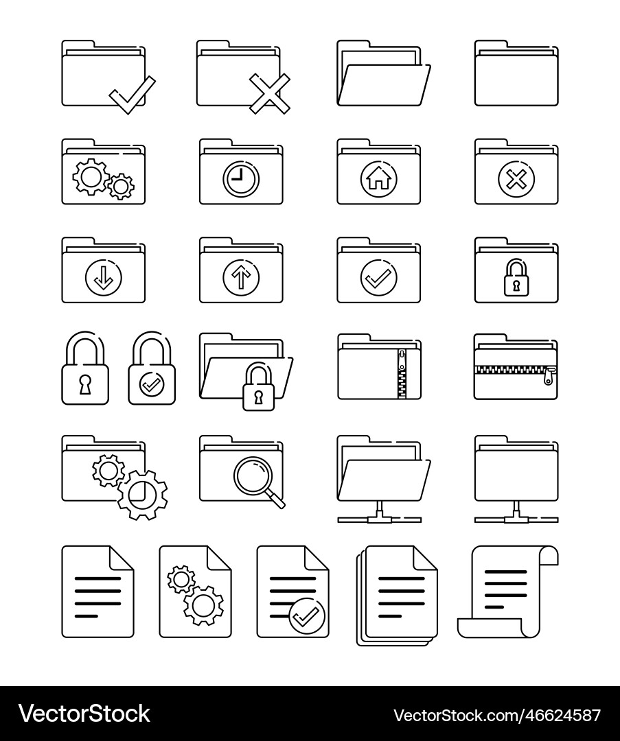 Ordner Icon Set Lizenzfreies Vektorbild - VectorStock