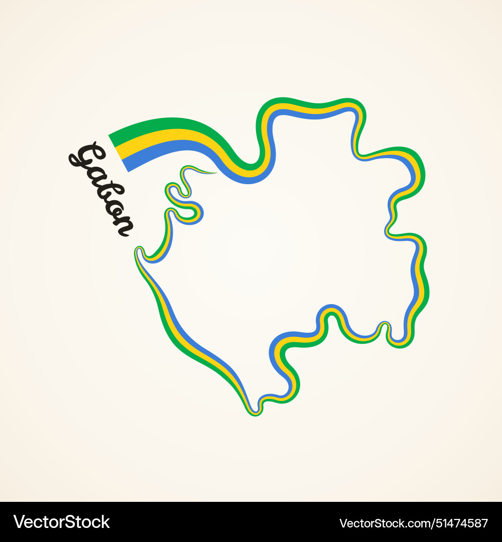 Gabon flag ribbon map Royalty Free Vector Image
