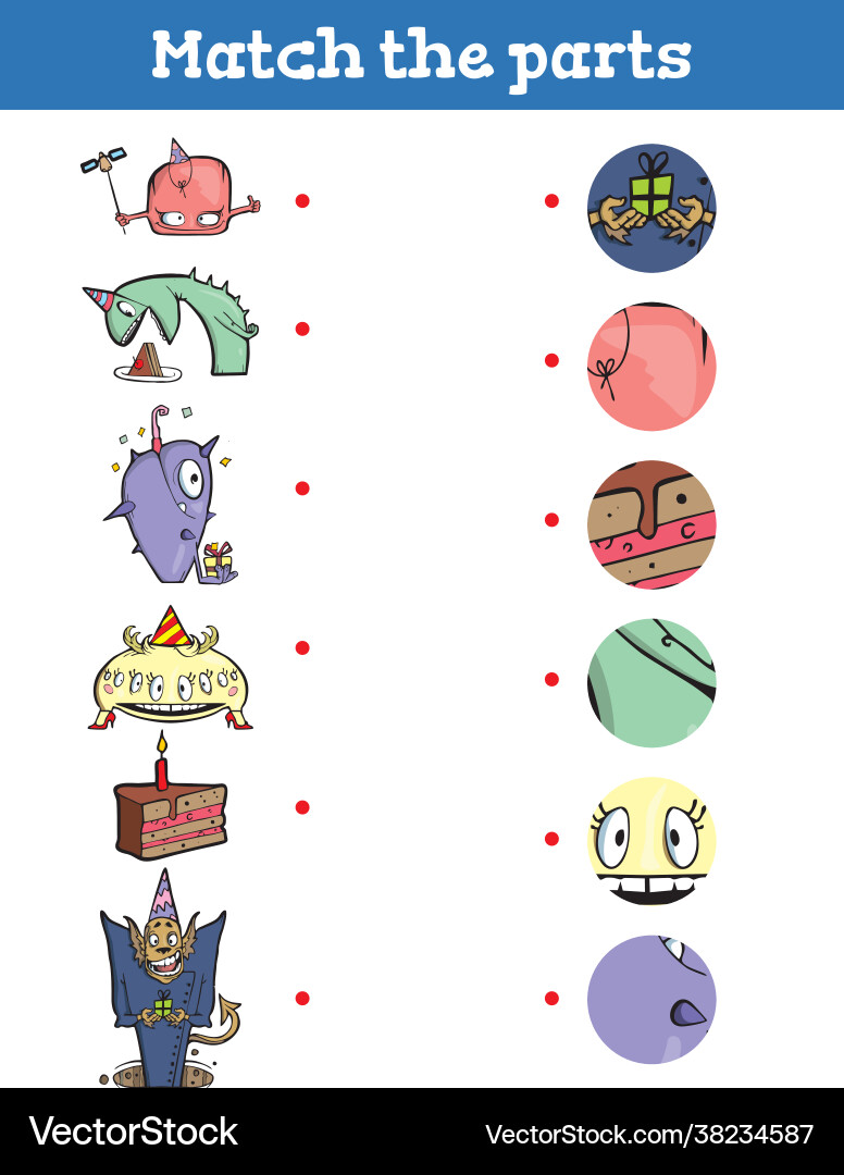 Match Parts Educational Game Royalty Free Vector Image