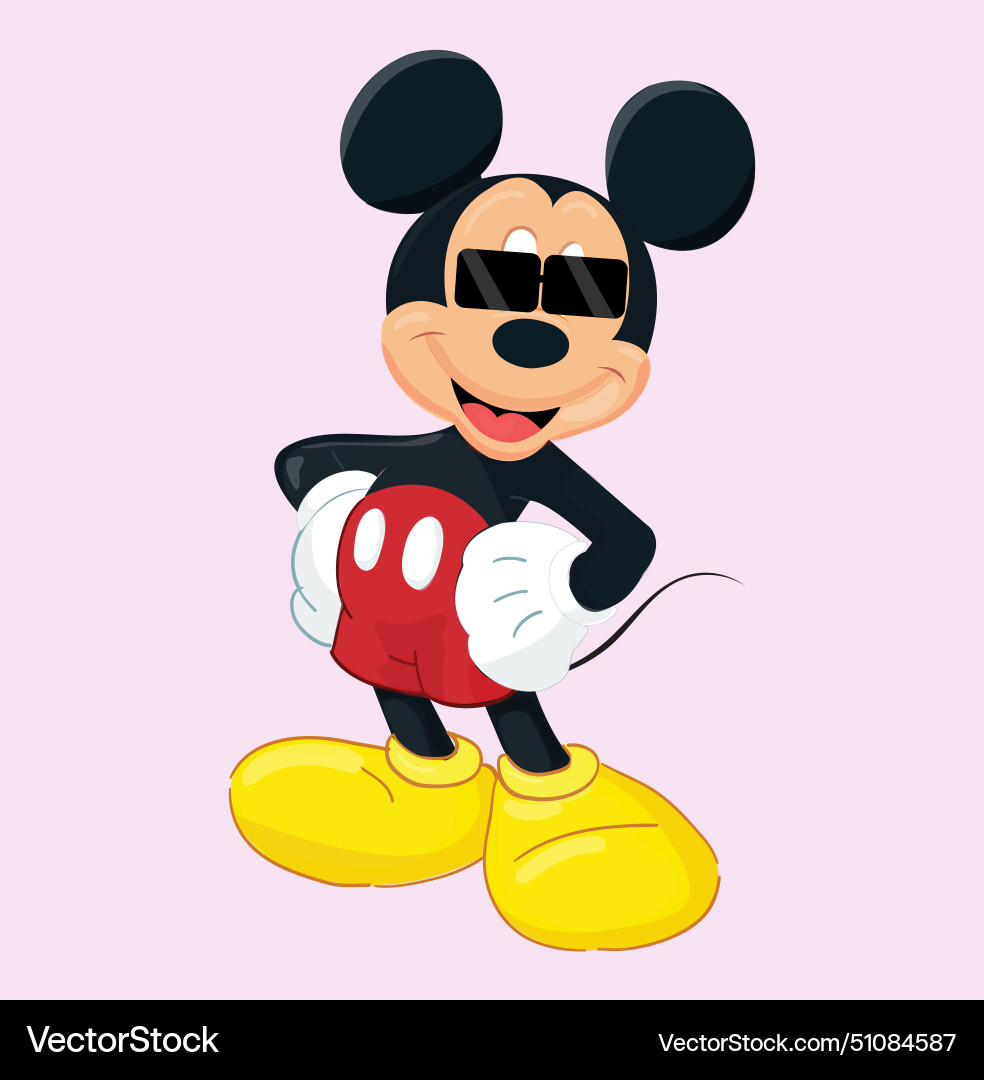 Mickey mouse with sunglasses Royalty Free Vector Image
