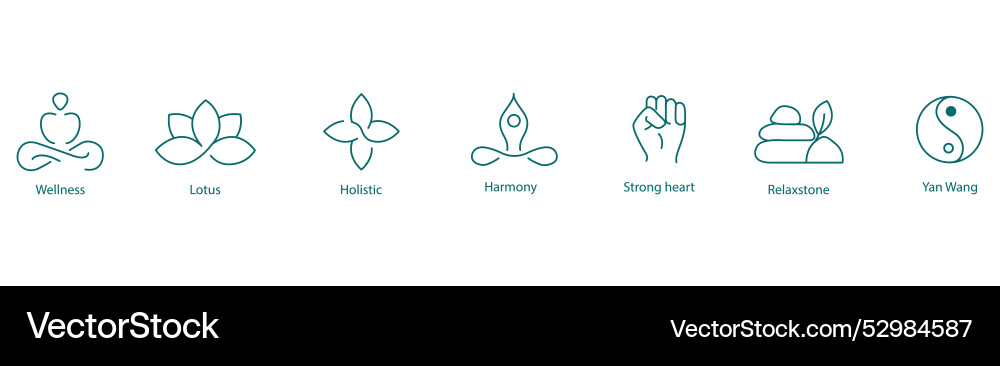 Mindfulness lotus holistic harmony icon set Vector Image