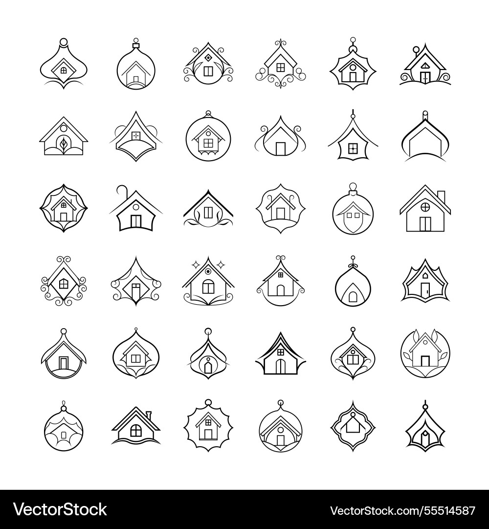 Real estate outline iconic set Royalty Free Vector Image