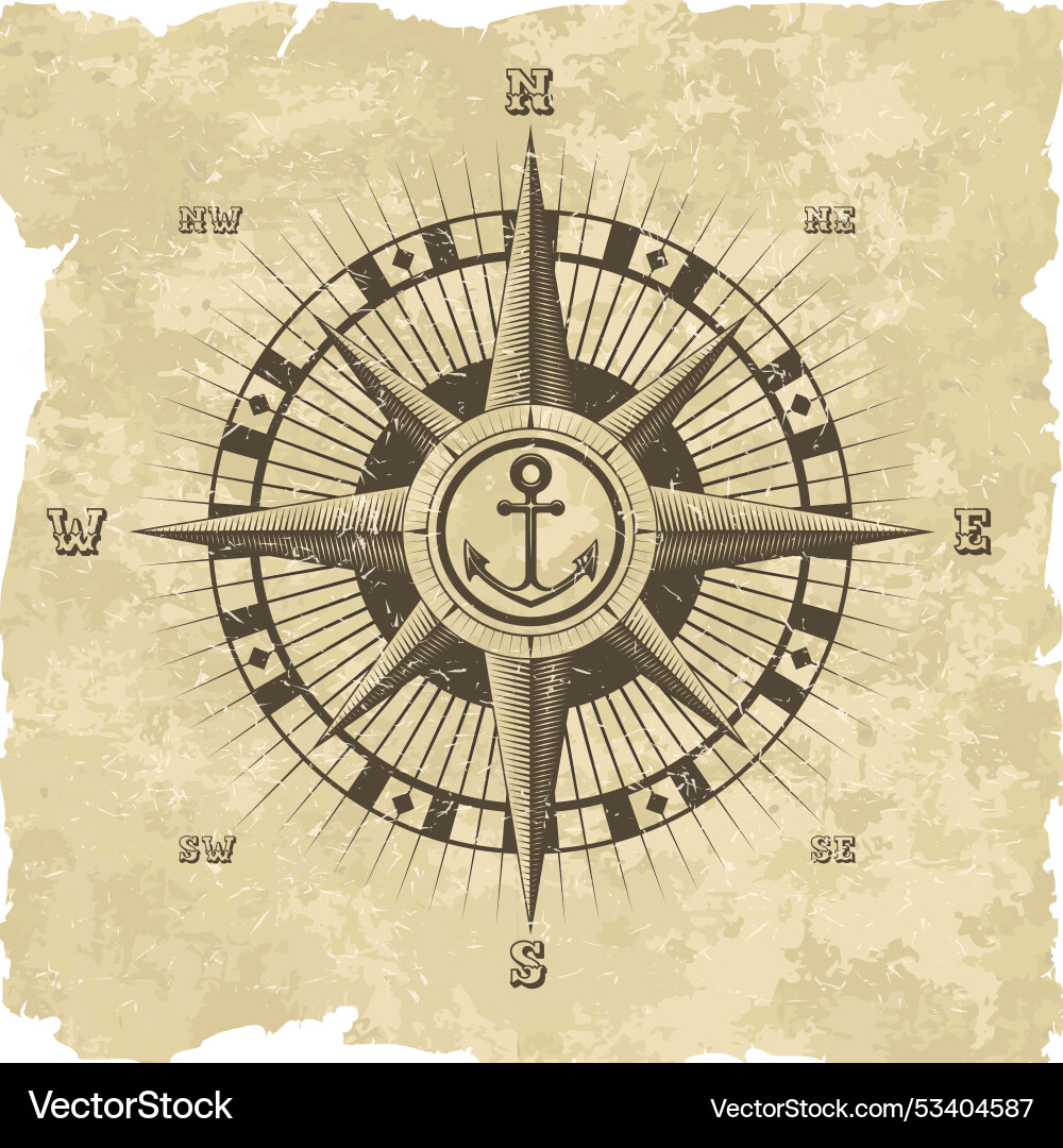 Vintage nautical wind rose Royalty Free Vector Image