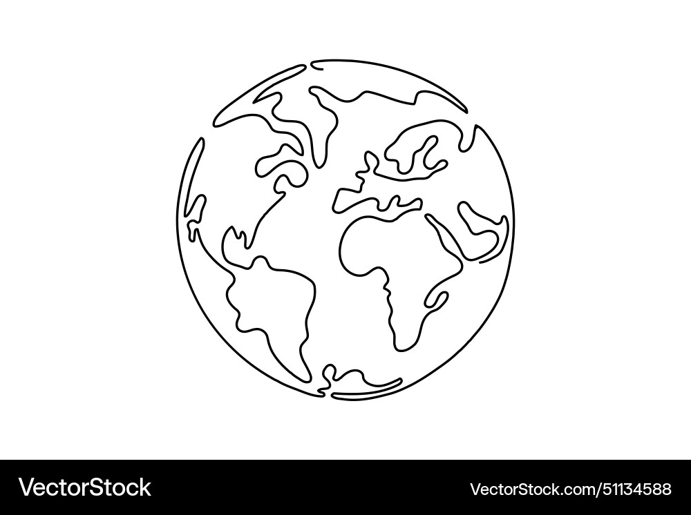 Continuous line drawing of earth globe world Vector Image