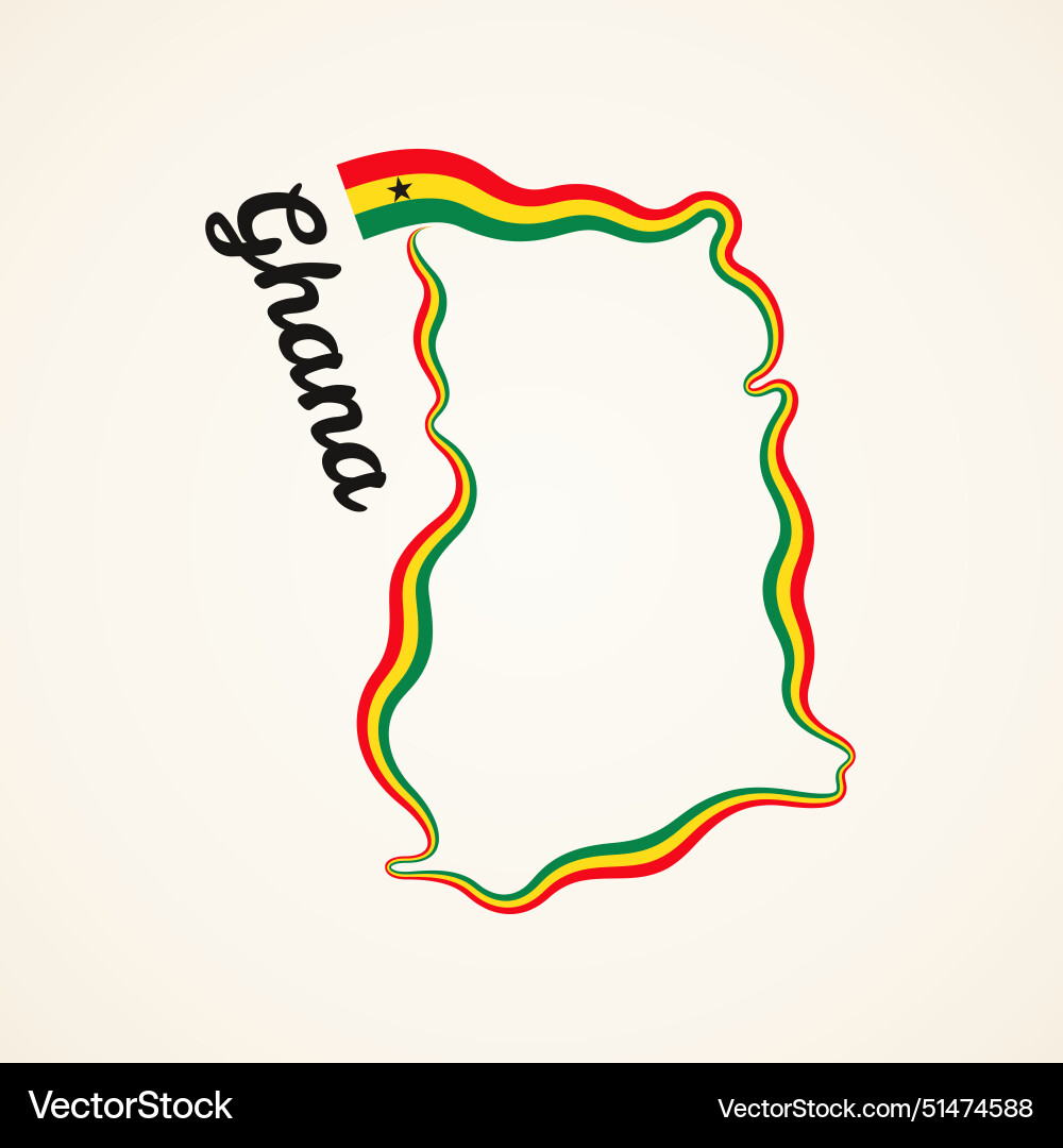 Ghana flag ribbon map Royalty Free Vector Image