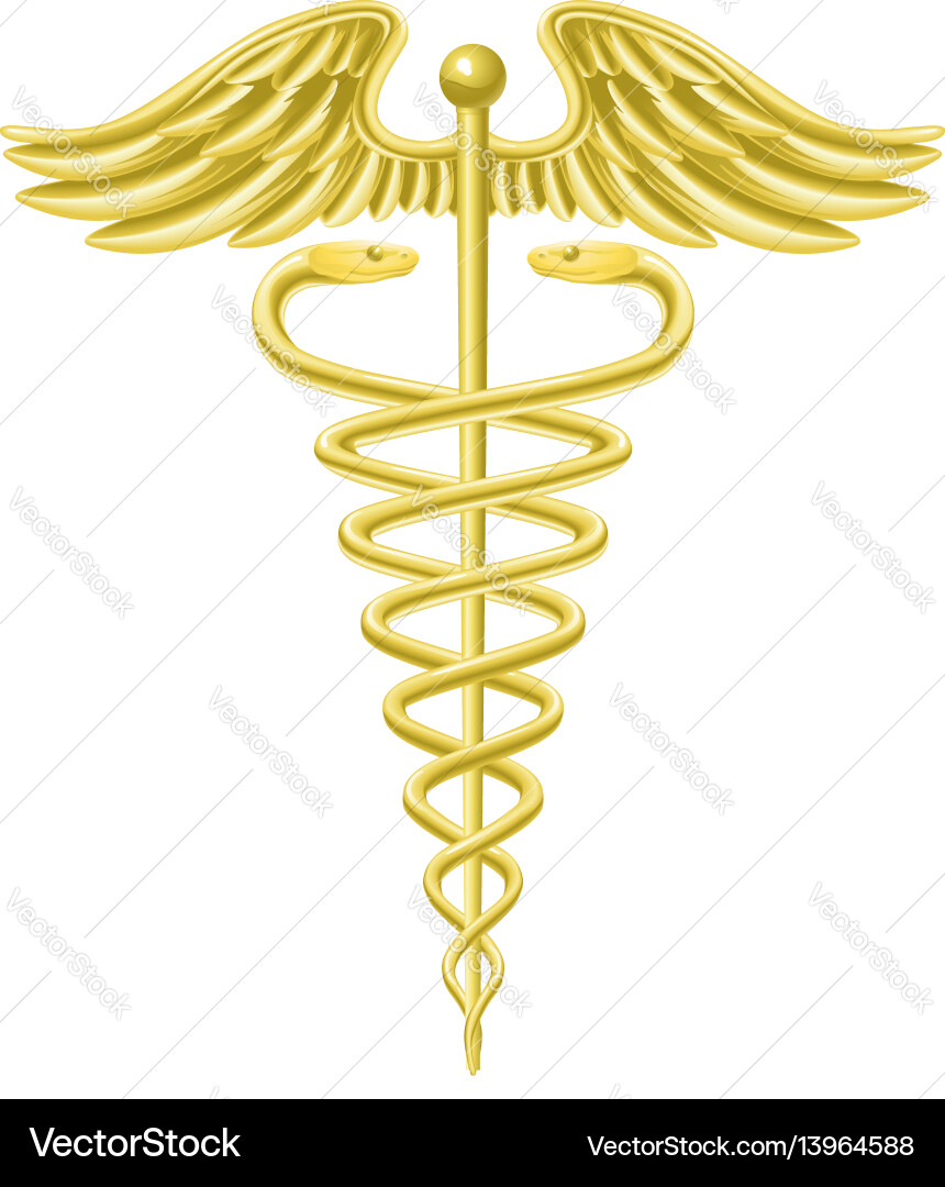 Golden Caduceus Symbol Royalty Free Vector Image