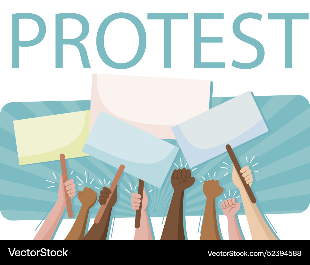 Hands with placards Royalty Free Vector Image - VectorStock