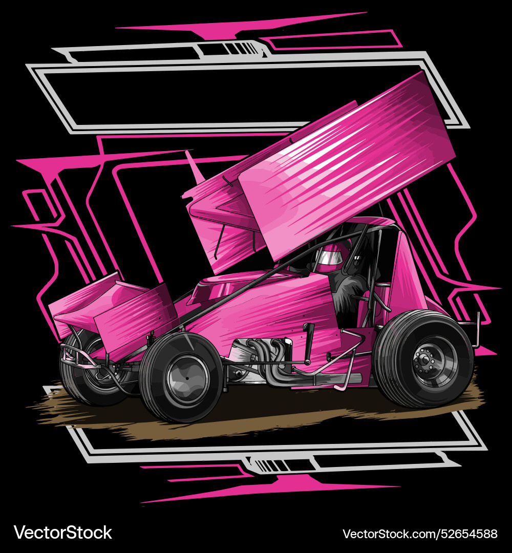 Pink drag racing car with black strip Royalty Free Vector
