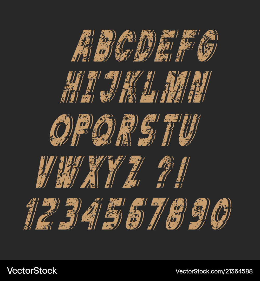 Slanting stylish grunge alphabet letters Vector Image
