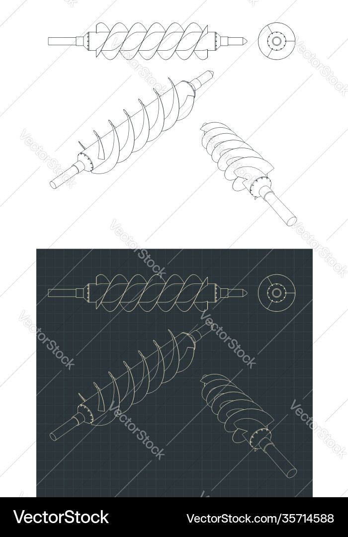 Spiral screw drawings Royalty Free Vector Image