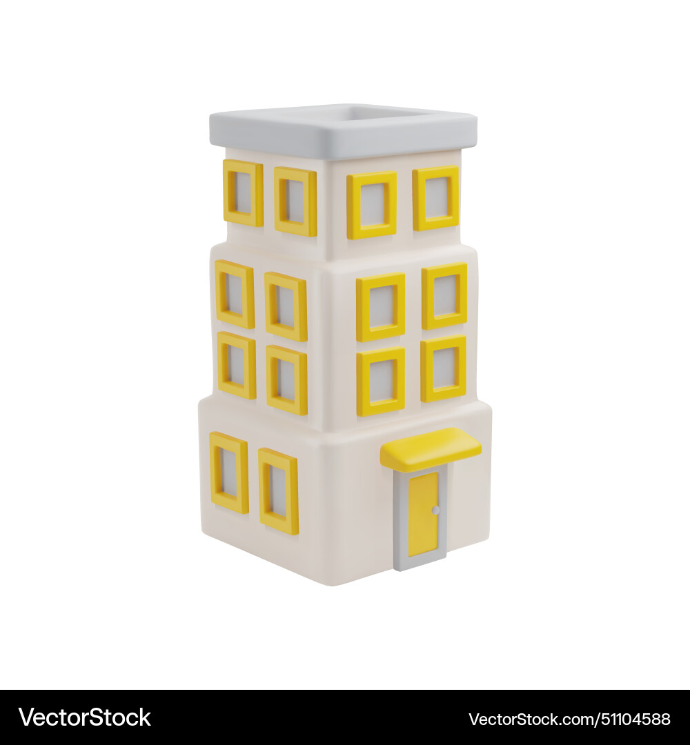 Three floors building 3d style isometric Vector Image