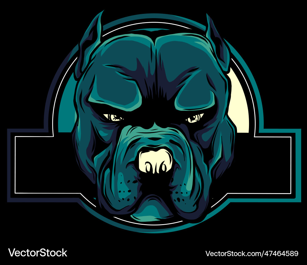 Angry pitbull dog cartoon on black background Vector Image