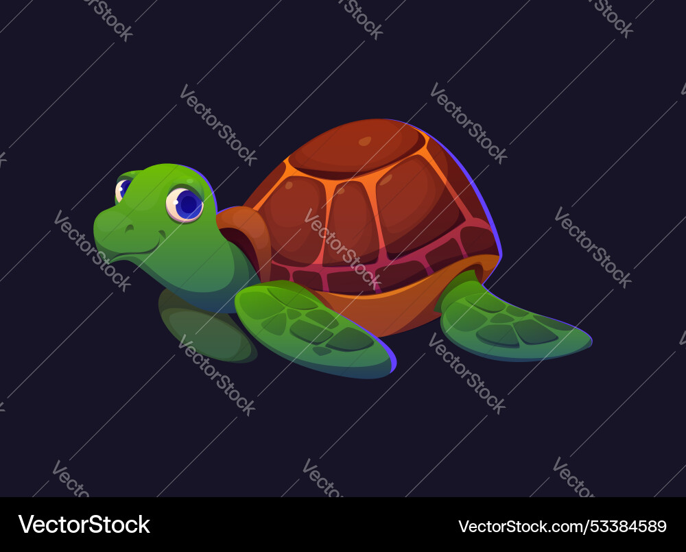 Cartoon turtle character cute tortoise Royalty Free Vector