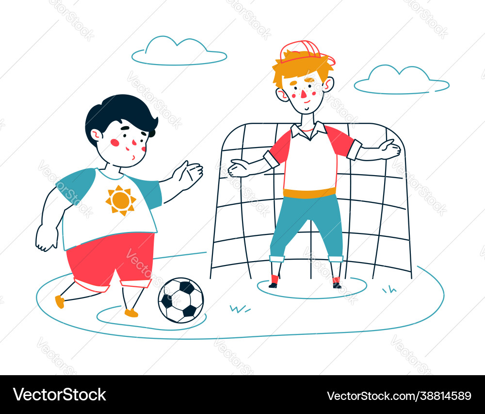 Children playing football - colorful flat design Vector Image