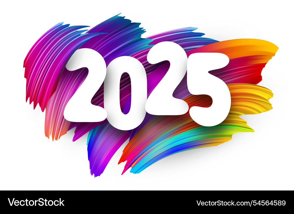 Colorful 2025 typography with dynamic brush Vector Image