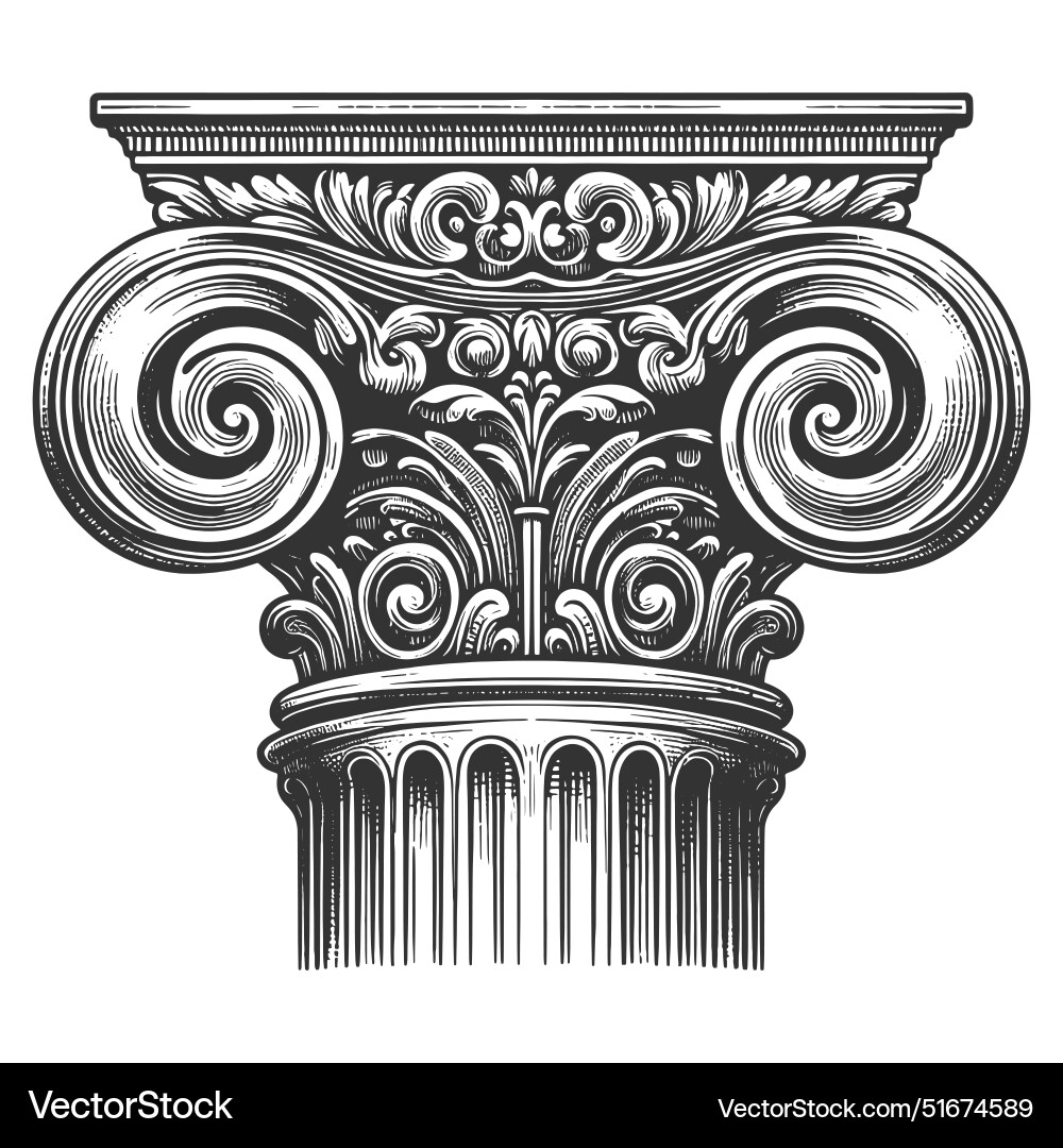 Column capital engraving Royalty Free Vector Image