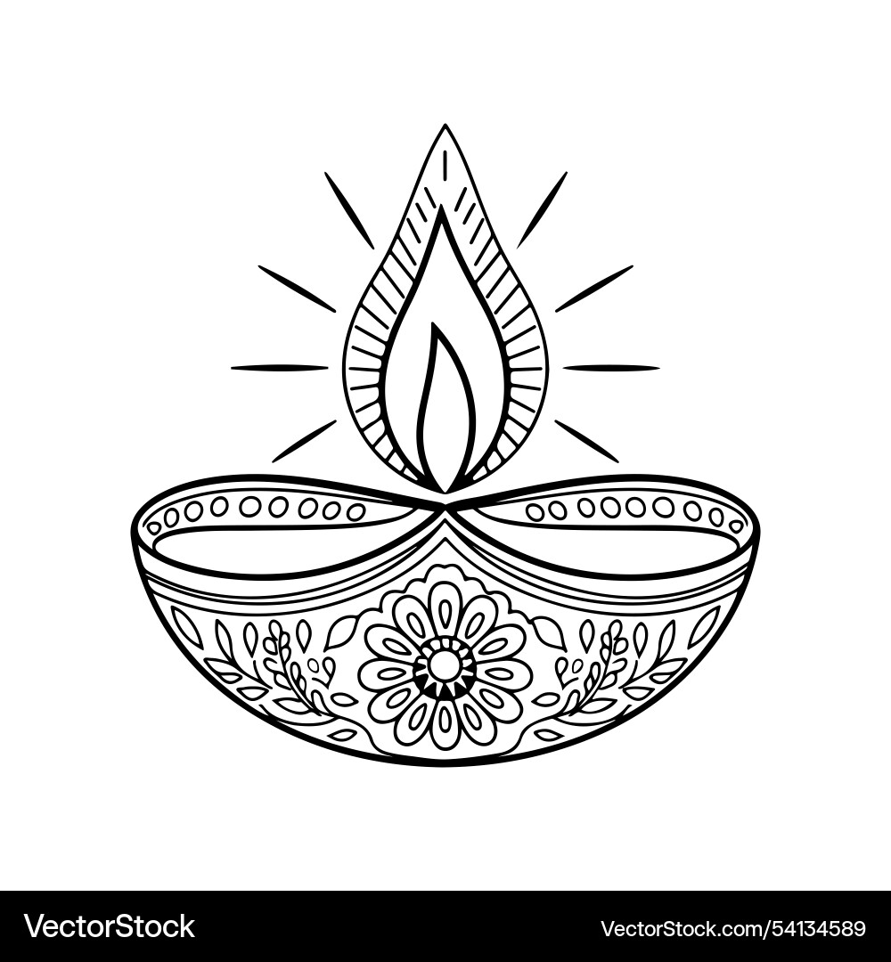 Diwali lamp art Royalty Free Vector Image - VectorStock