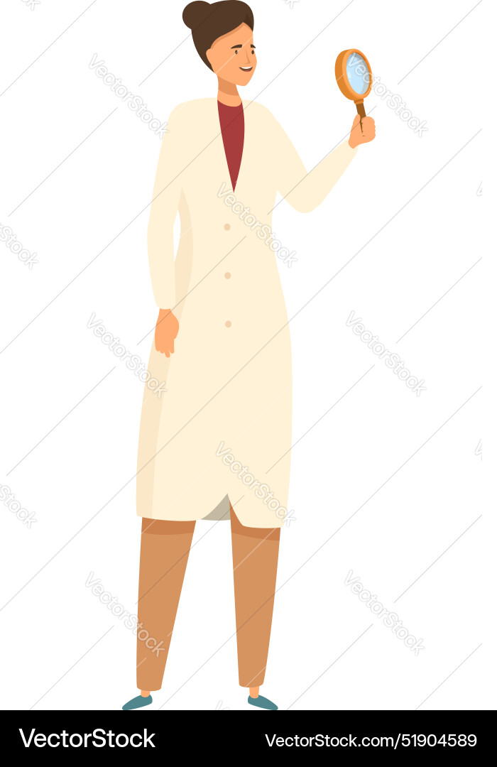 Female scientist holding magnifying glass Vector Image
