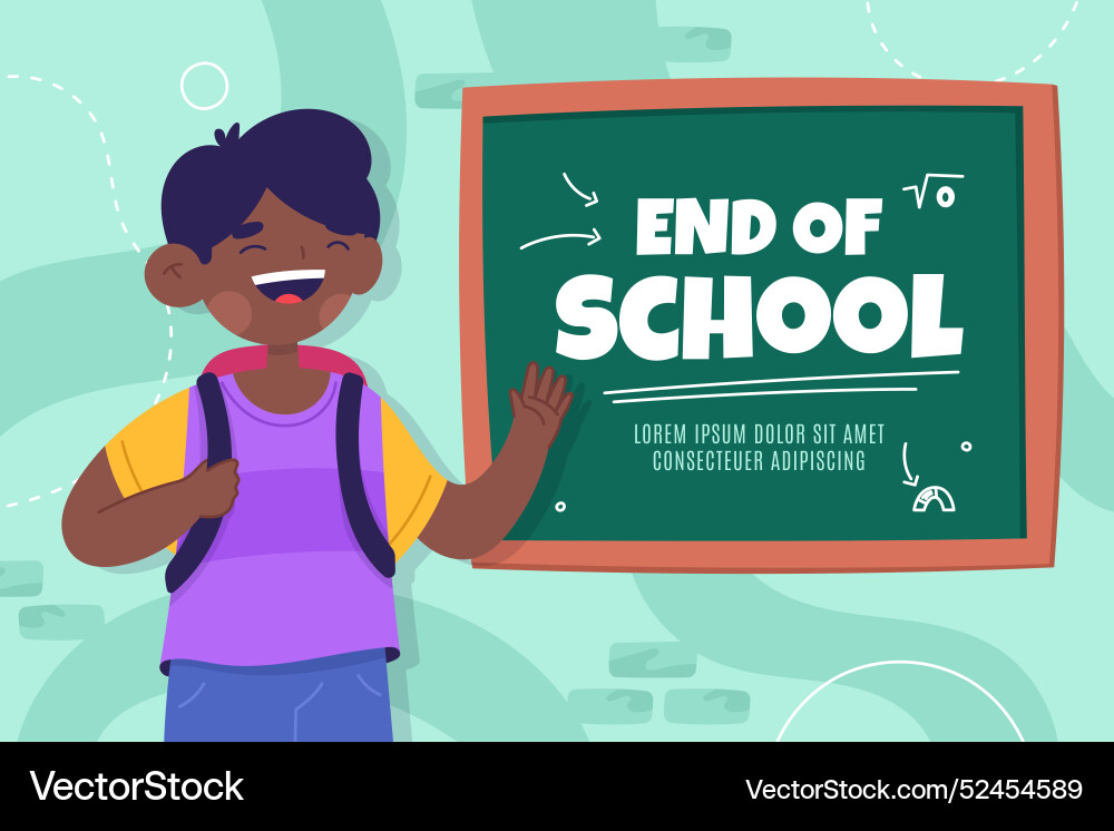 Flat end of school background Royalty Free Vector Image