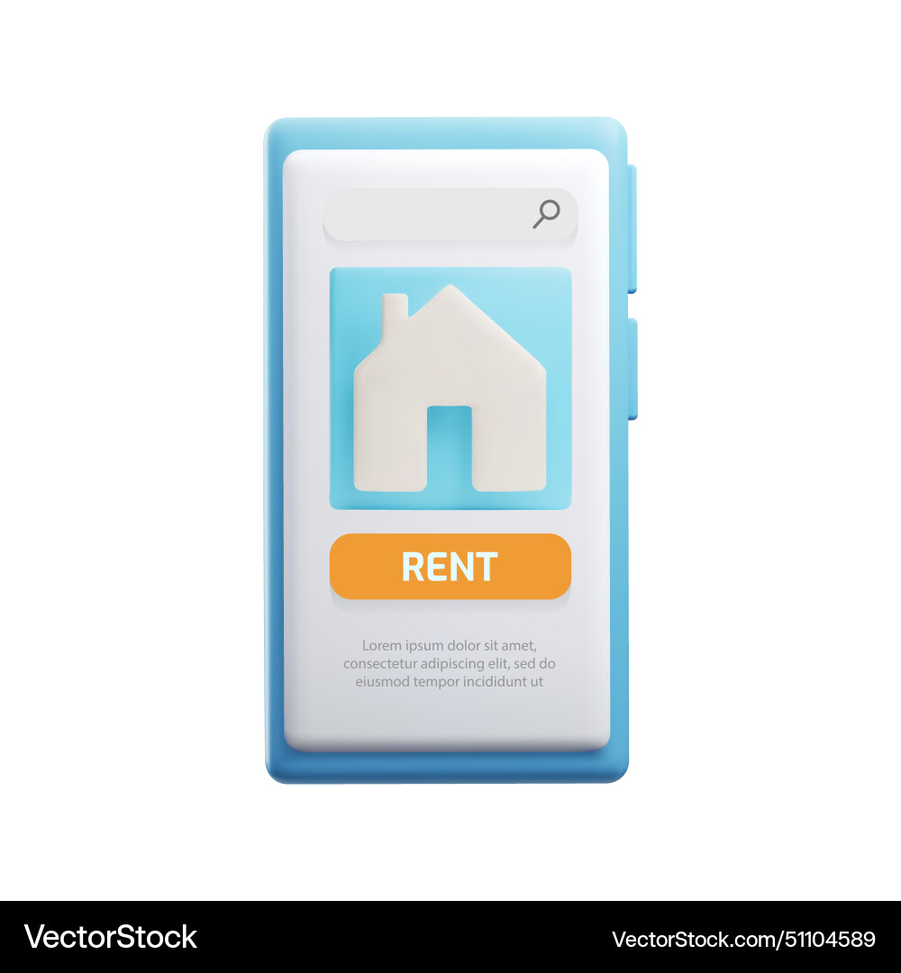 House rental app interface 3d Royalty Free Vector Image