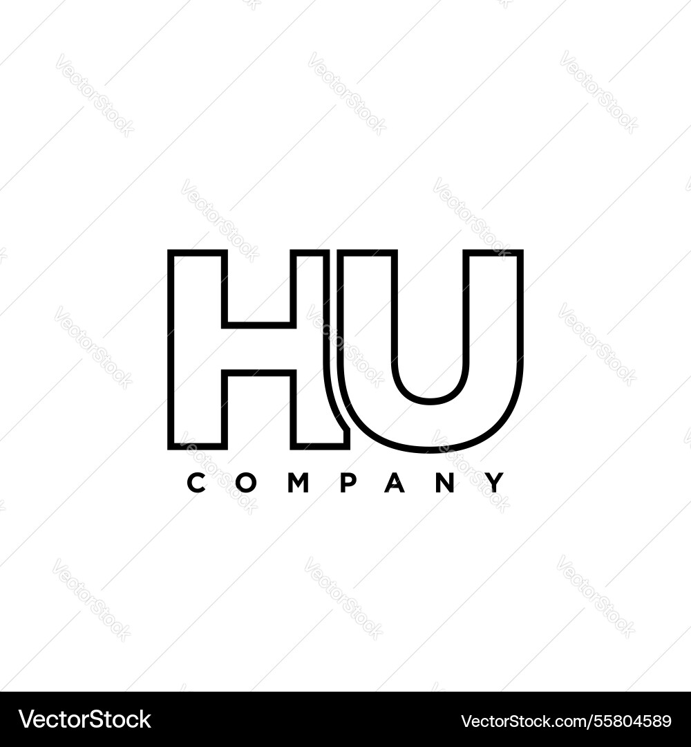 Letter h and u hu logo design template minimal Vector Image