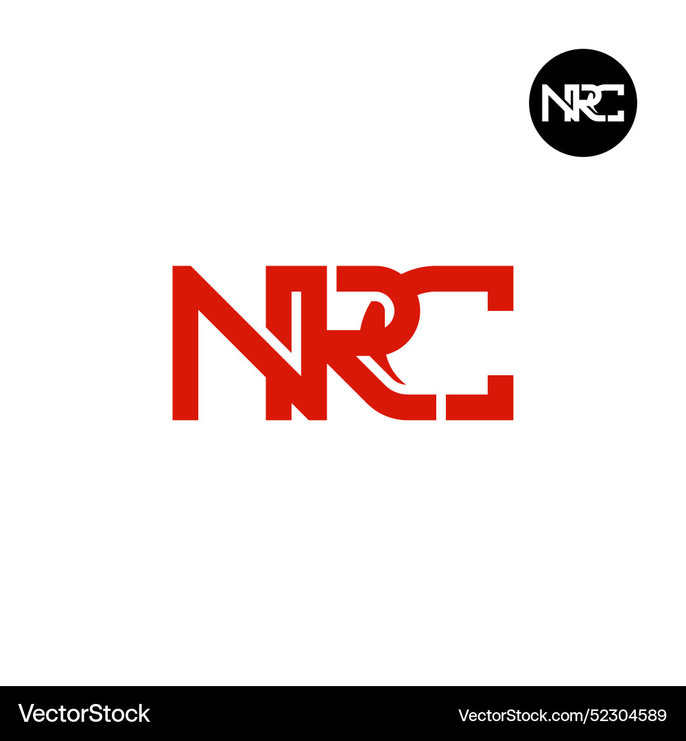 Nrc logo letter monogram design initials Vector Image