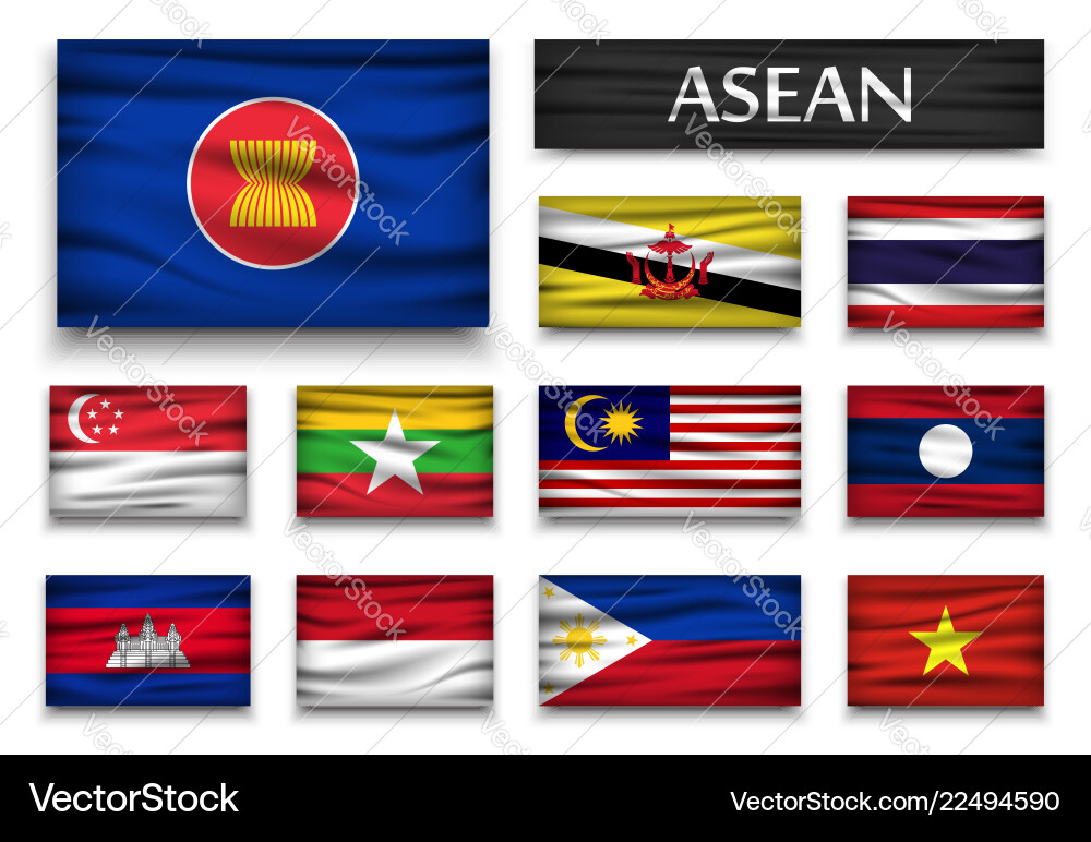 ASEAN Flag Collection Royalty Free Vector Image