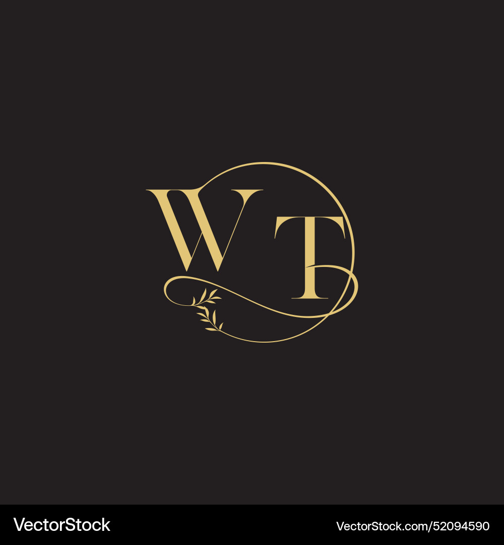 Circle and organic style wt wedding monogram Vector Image