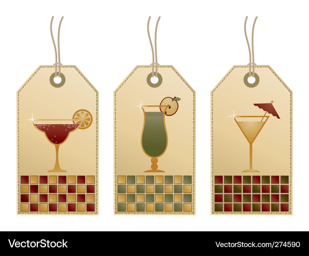 Cocktail tags Royalty Free Vector Image - VectorStock