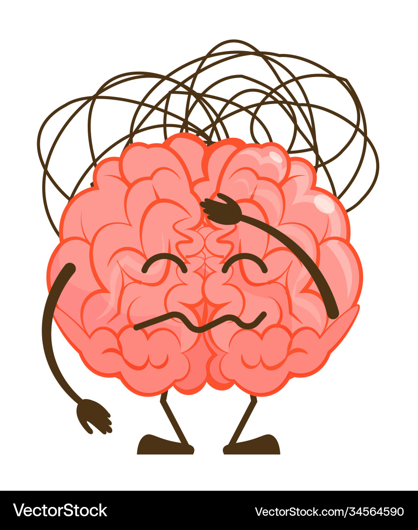 Confused brain unraveling problem isolated Vector Image