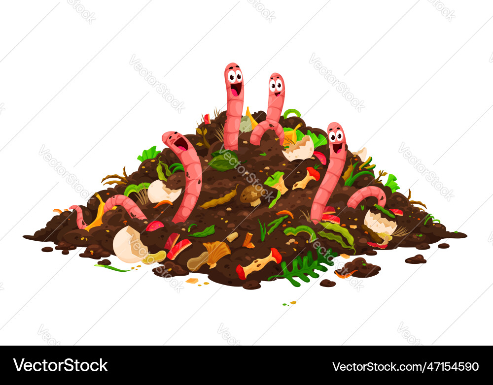 Funny Compost Worms in Soil Royalty Free Vector Image