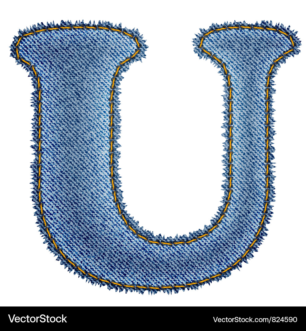 Jeans alphabet denim letter u Royalty Free Vector Image
