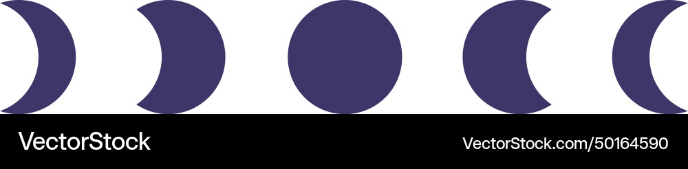 Moon phases simple luminary silhouette Royalty Free Vector