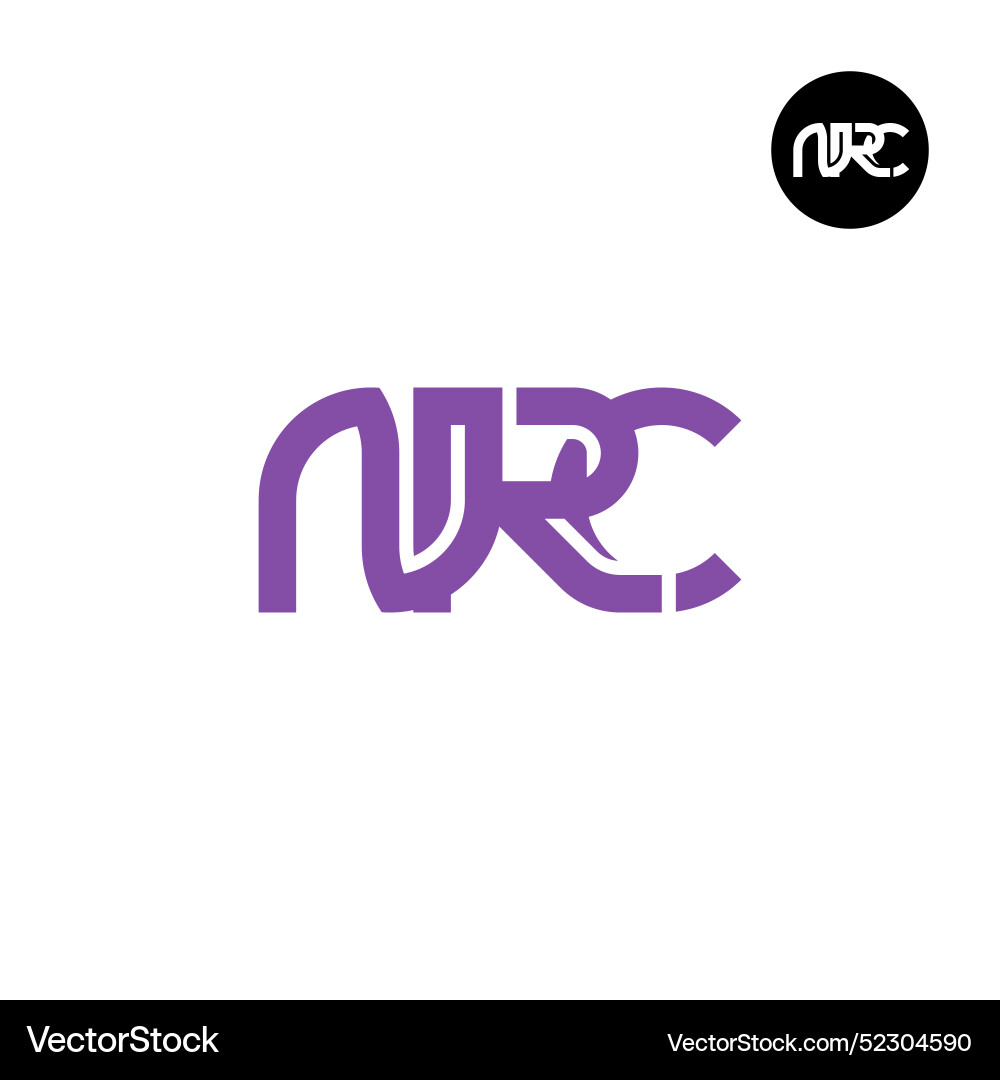 Nrc logo letter monogram design Royalty Free Vector Image