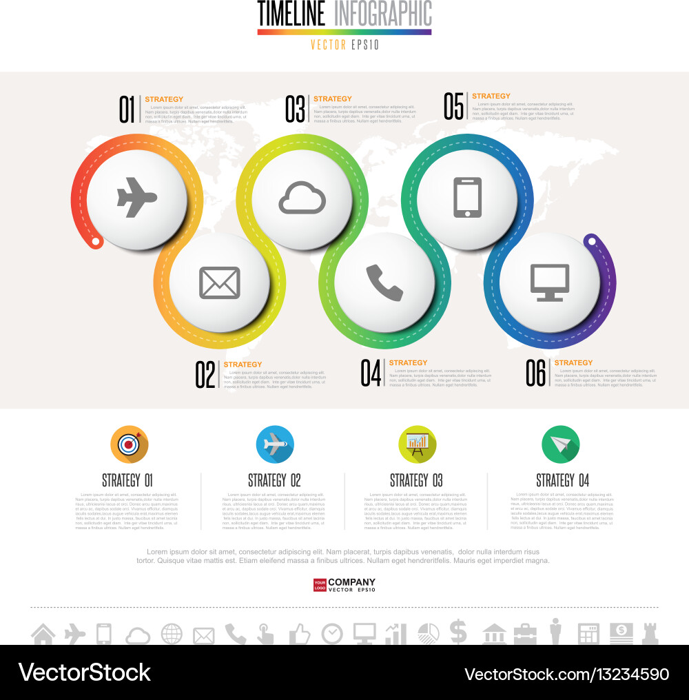 Timeline infographics design template Royalty Free Vector