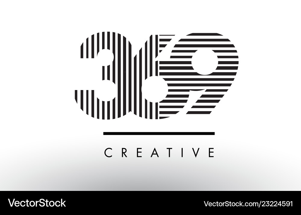 369 Number Logo - Black & White Lines Vector Image