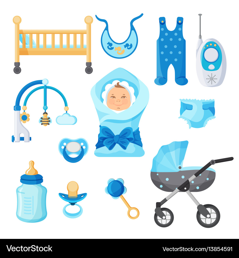 Baby Boy Elements Collection Royalty Free Vector Image