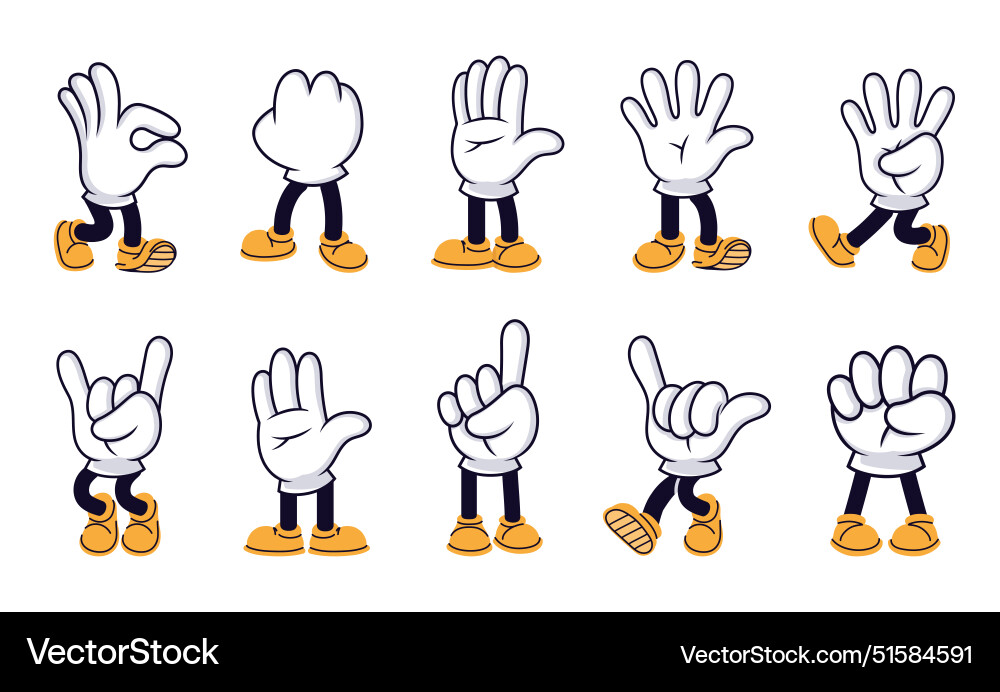 Cartoon characters hands with feet Royalty Free Vector Image