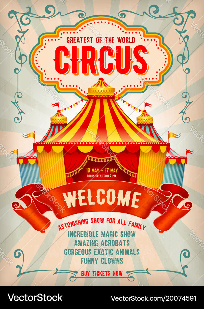 Circus advertising poster Royalty Free Vector Image
