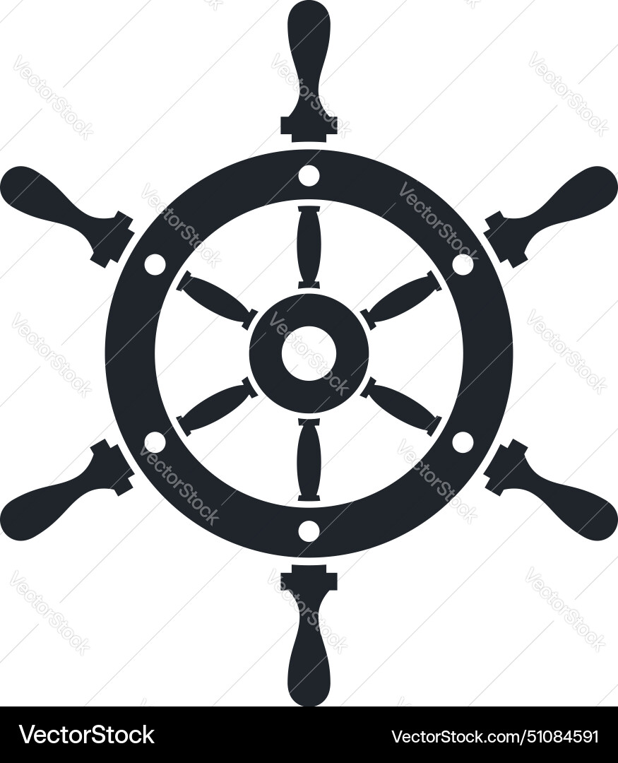 Classic ship helm wheel silhouette 6 spokes Vector Image