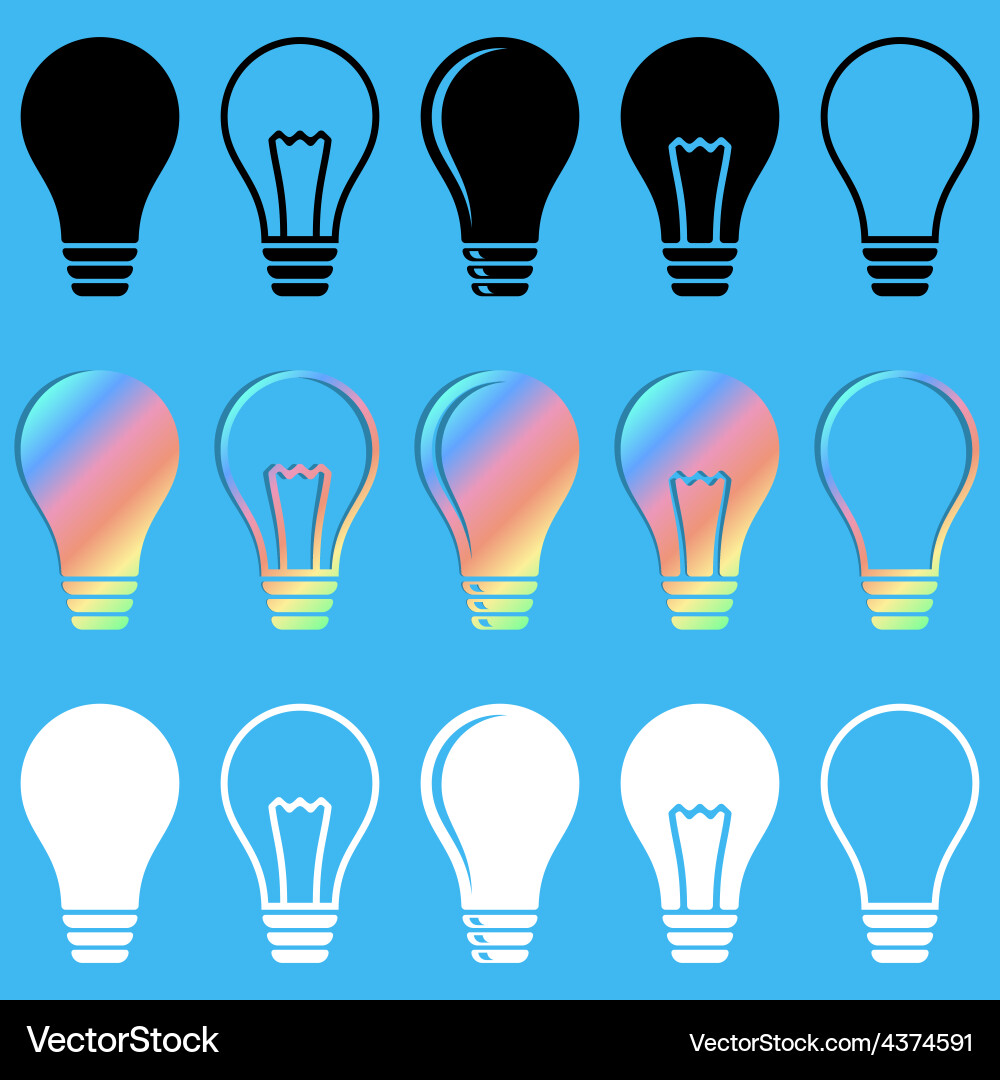 Light Bulb Icon Set Royalty Free Vector Image - VectorStock