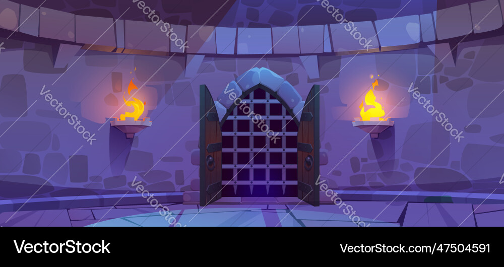 Medieval castle dungeon wall game cartoon Vector Image