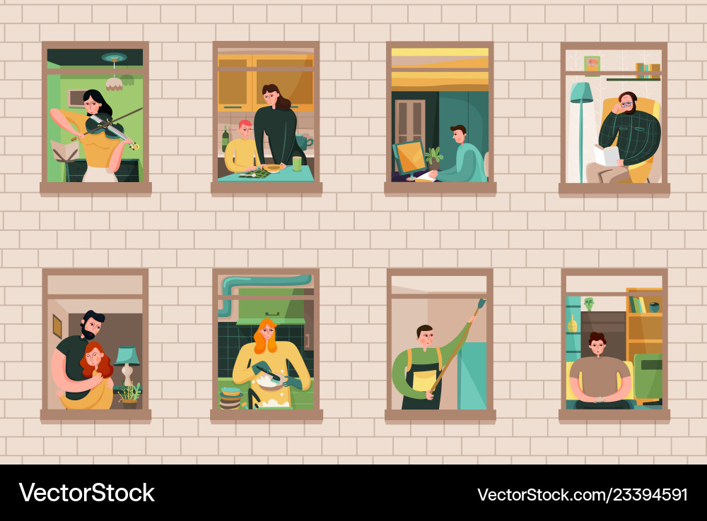 Neighbors windows set Royalty Free Vector Image