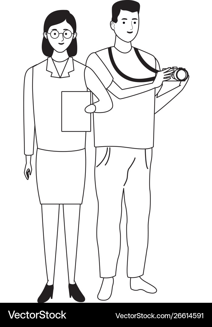 Professionals workers couple smiling cartoons Vector Image