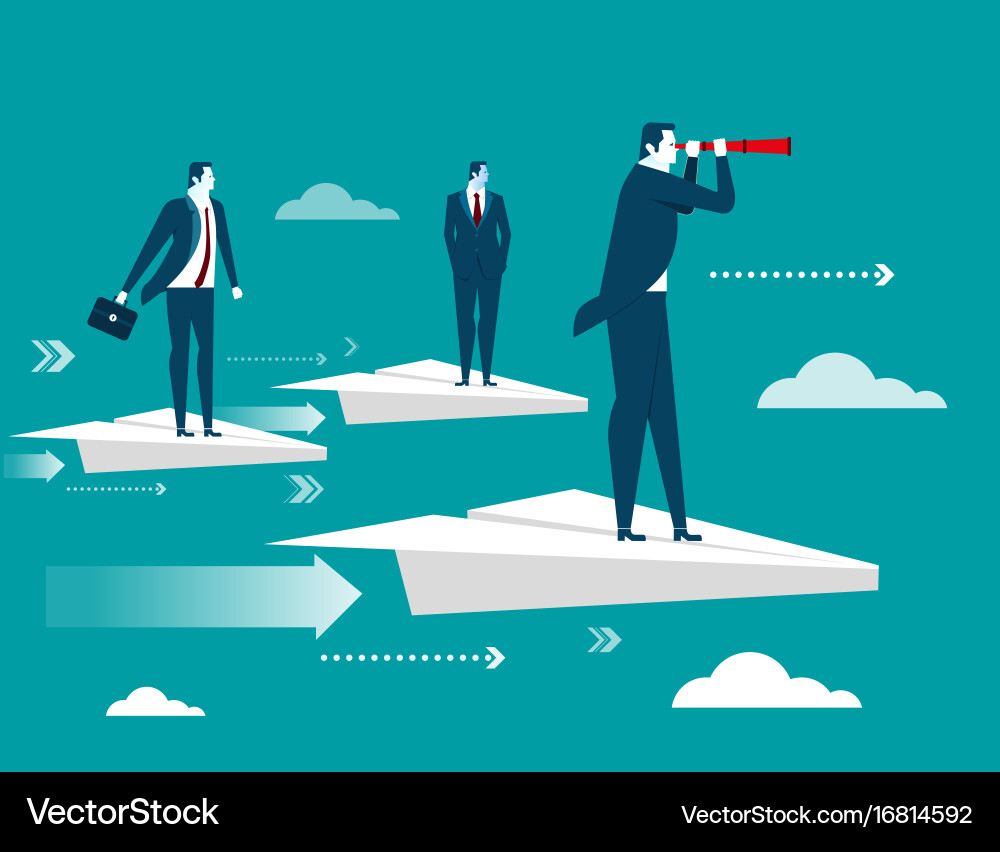 Businessman standing on paper plane Royalty Free Vector