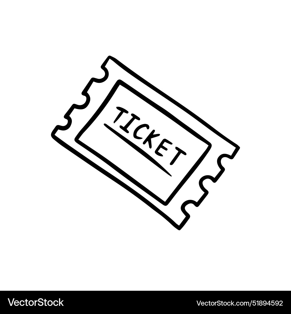 Doodle single hand drawn ticket isolated drawing Vector Image